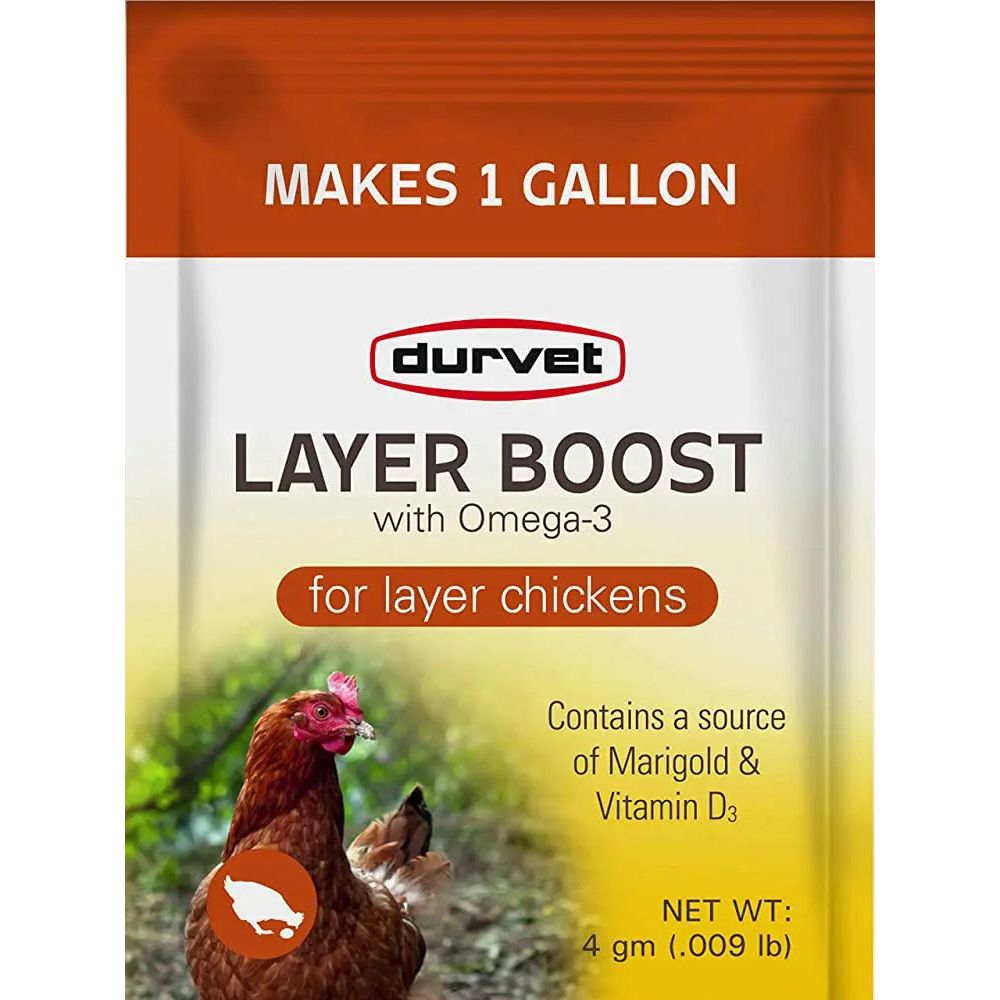 Durvet Layer Boost with Omega-3 for Poultry 4gm – Chesapeake Hatchery